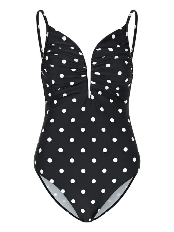 MILLY Polka Dot V-wire One Piece - Black/white