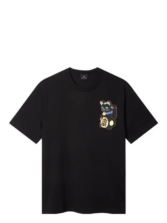 Paul Smith Lucky Cat' Print T-shirt - Black