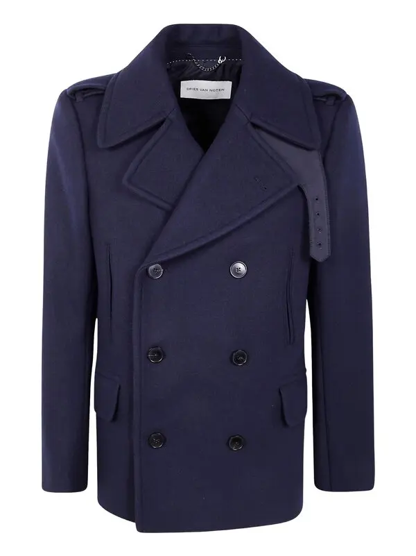 Dries Van Noten Double-breasted Rafaell Pea Coat - Blue
