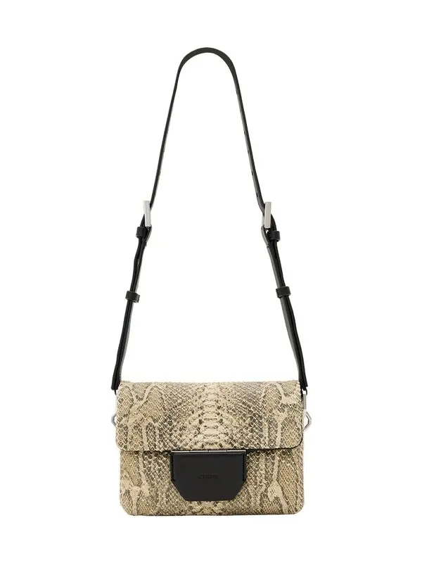 ALLSAINTS Jupiter Leather Snake Crossbody Bag - White