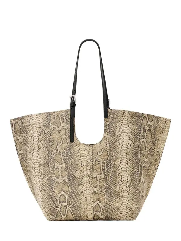 ALLSAINTS Ara Leather Snake Tote Bag - White