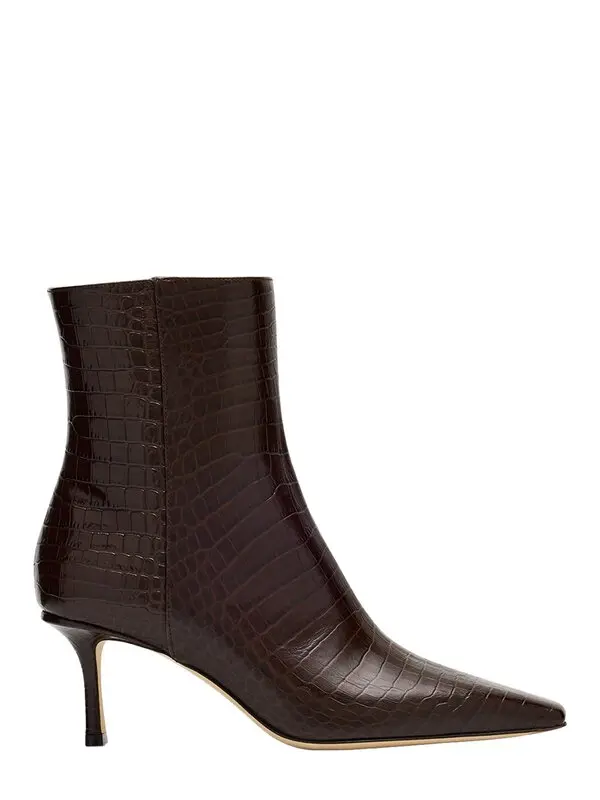 JIMMY CHOO Camile Croc-embossed Ankle Boots - Choc