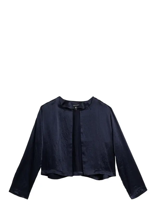 Eileen Fisher Open-front Crinkled Satin Jacket - Ink