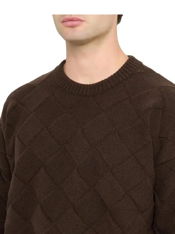 Bottega Veneta Intrecciato Knit Crewneck Sweater - Espresso