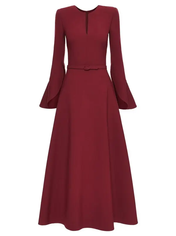 Oscar De La Renta Split Neck Wool Dress - Purple