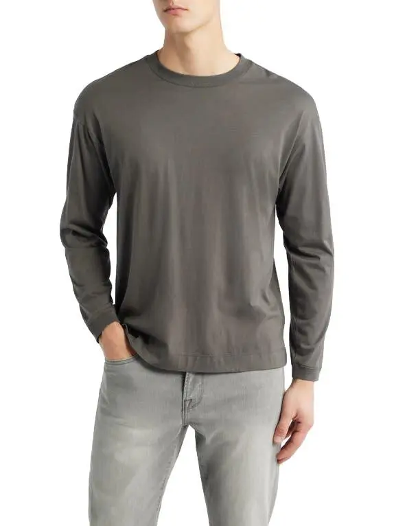 FRAME Light Long Sleeve Supima® Cotton T-shirt - Dark Grey