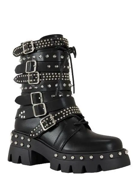 AZALEA WANG Winola Studded Platform Bootie - Silver