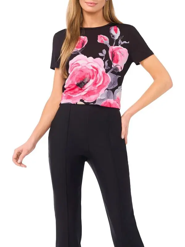Ted Baker London Floral Print T-shirt - Rich Black
