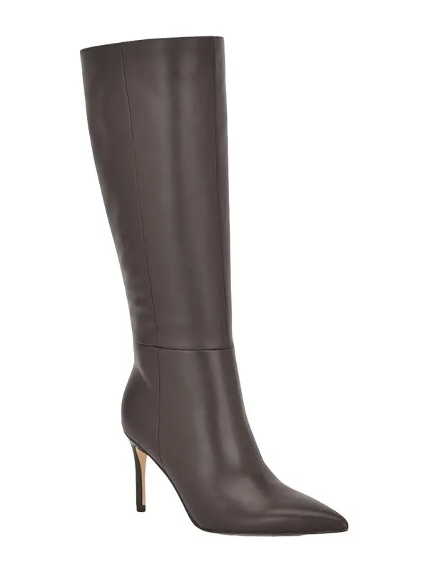 Nine West Pointed Toe Knee High Boots - Dark Brown