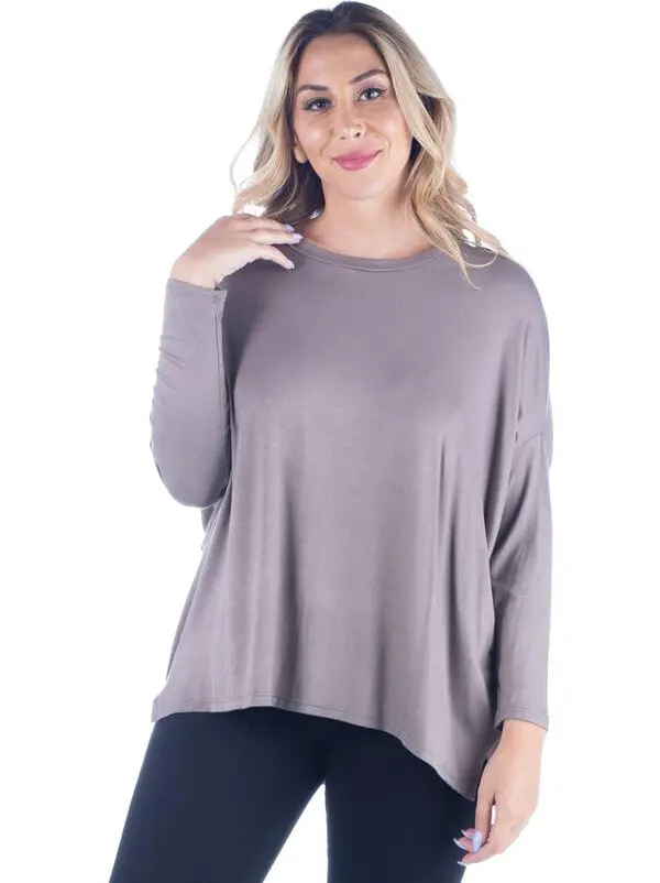 24SEVEN COMFORT APPAREL Oversized Long Sleeve Dolman Top - Purple