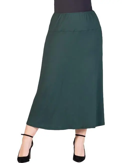 24SEVEN COMFORT APPAREL Elastic Waist Maxi Skirt - Hunter