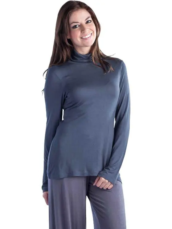 24SEVEN COMFORT APPAREL Classic Long Sleeve Turtleneck - Charcoal