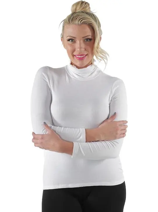 24SEVEN COMFORT APPAREL Classic Long Sleeve Turtleneck - White