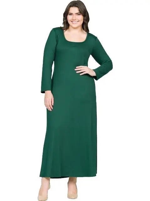 24SEVEN COMFORT APPAREL Long Sleeve Maxi Dress - Forest