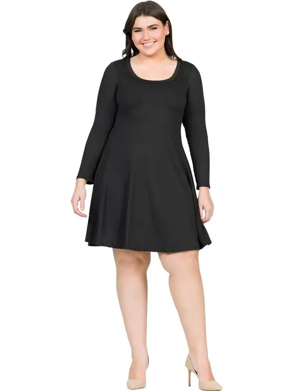 24SEVEN COMFORT APPAREL Classic A-line Mini Dress - Black