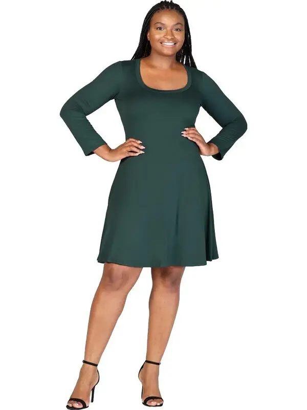 24SEVEN COMFORT APPAREL Classic A-line Mini Dress - Hunter