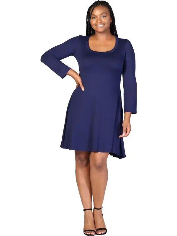 24SEVEN COMFORT APPAREL Classic A-line Mini Dress - Navy