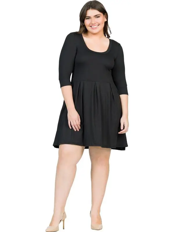 24SEVEN COMFORT APPAREL Fit And Flare Dress - Black