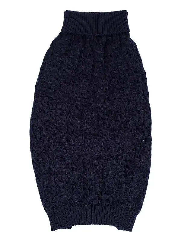 Shinola Cable Knit Dog Sweater - Navy