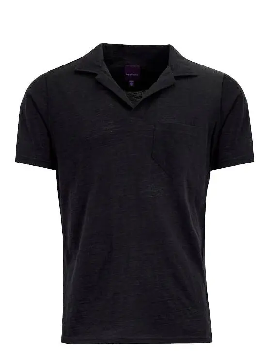 LORDS OF HARLECH Bobby Merino Wool Johnny Collar Polo - Black