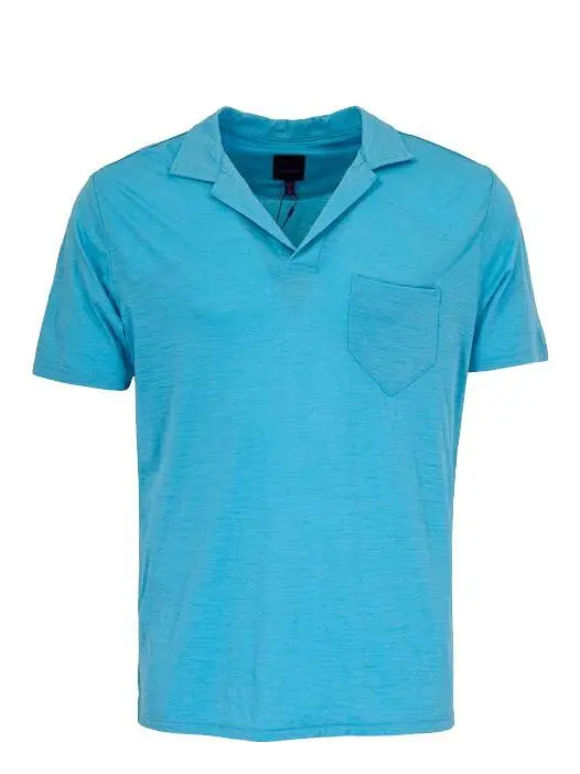 LORDS OF HARLECH Bobby Merino Wool Johnny Collar Polo - Teal