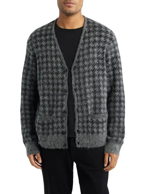ALLSAINTS Zain Houndstooth Cardigan - Charcoal Grey