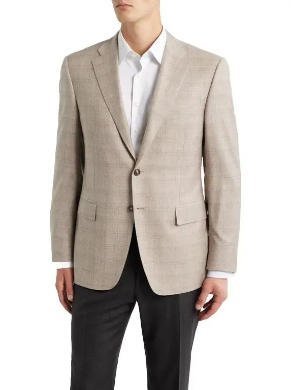 Canali Siena Regular-fit Windowpane Plaid Super 150s Wool Sport Coat - Beige