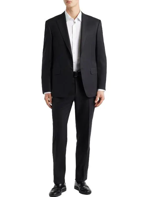 Canali Siena Regular Fit Solid Super 180s Wool Suit - Black