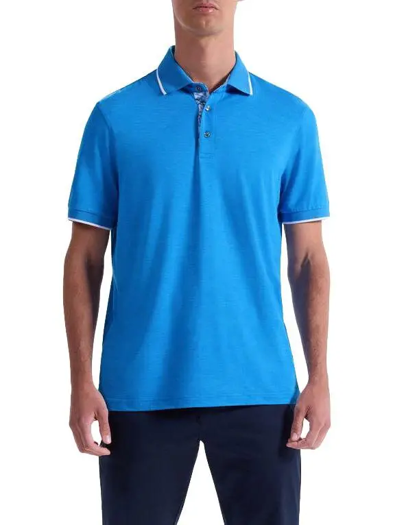 Bugatchi Three-button Performance Polo - Classic Blue