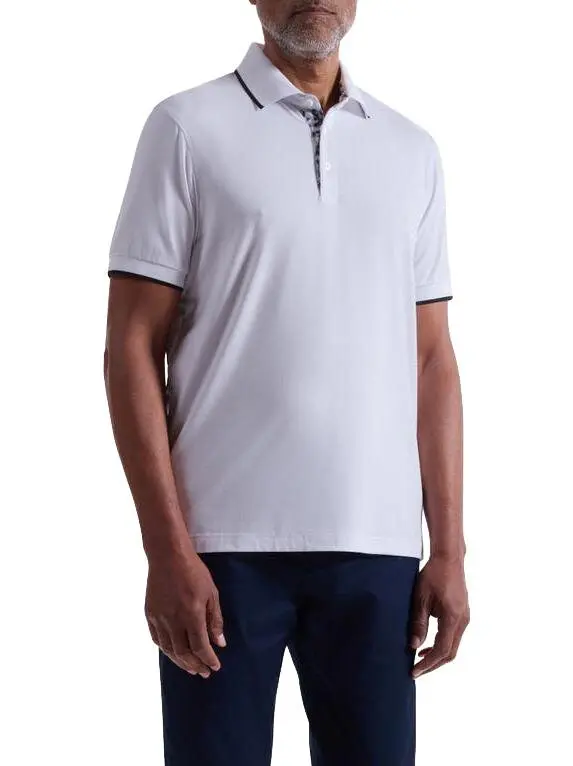 Bugatchi Three-button Performance Polo - White