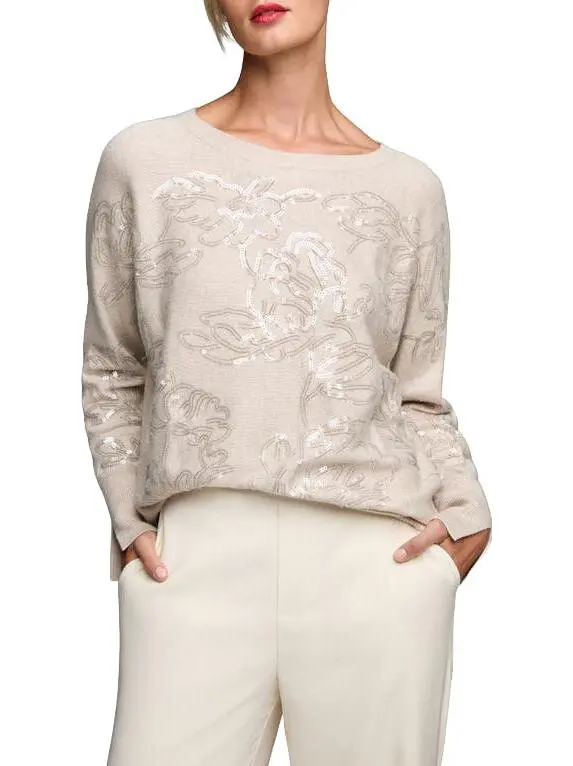 NIC+ZOE Floral Sequin Embellished Sweater - Neutral Mix