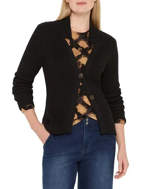NIC+ZOE Shaker Stitch Cady Sweater Jacket - Black Onyx