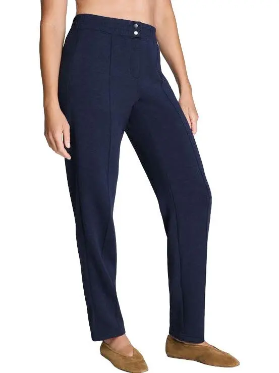 Spanx Brushed Airessentials® Slim Straight Leg Pants - Heather Timeless Navy