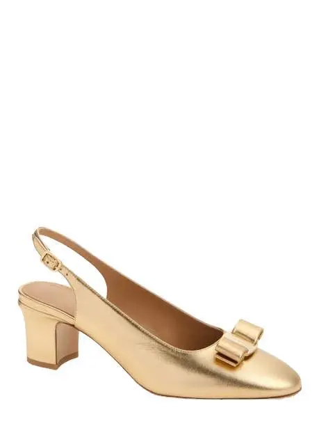 FERRAGAMO Vetty Slingback Pump - Gold Lux Fondo Beige Biscotto