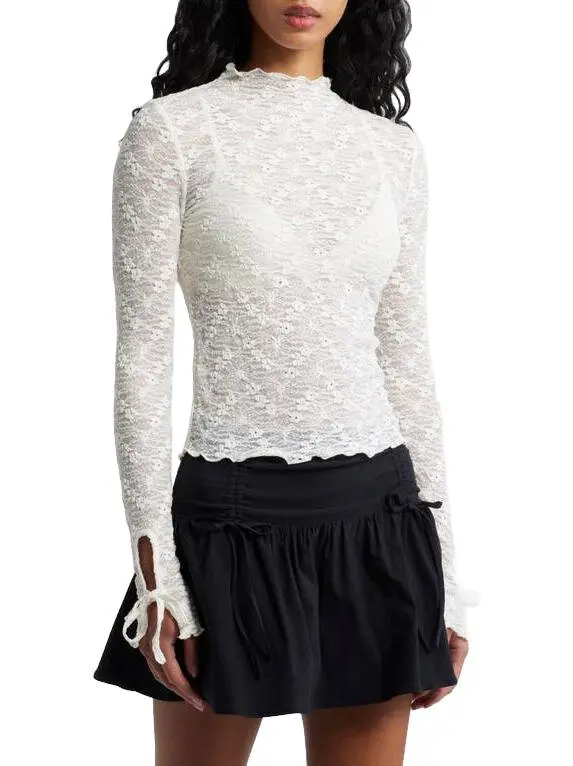 Bp. Funnel Neck Lace Top - Ivory