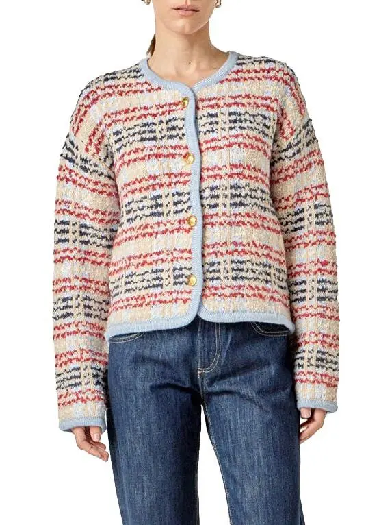 English Factory Textured Stripe Wool-blend Jacket - Powder Blue Multi