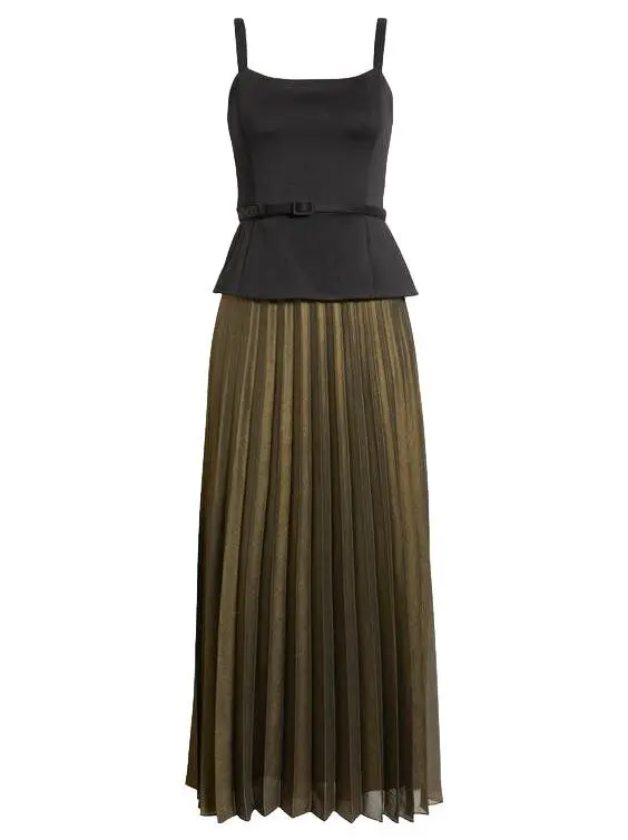 Julia Jordan Mixed Media Pleated Dress - Black Multi