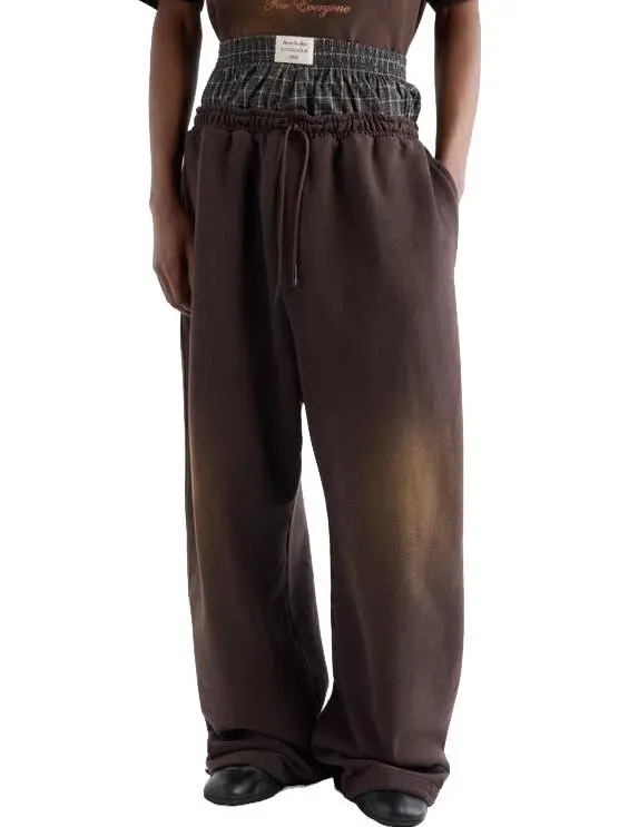 Acne Studios Prowser U Gym Bro Layered Logo Organic Cotton Sweatpants - Dark Brown