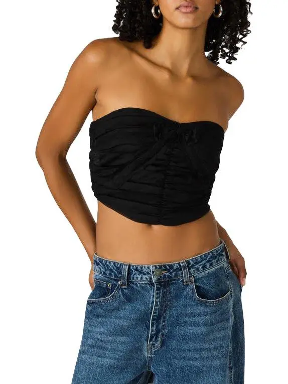 Steve Madden Martine Strapless Crop Top - Black
