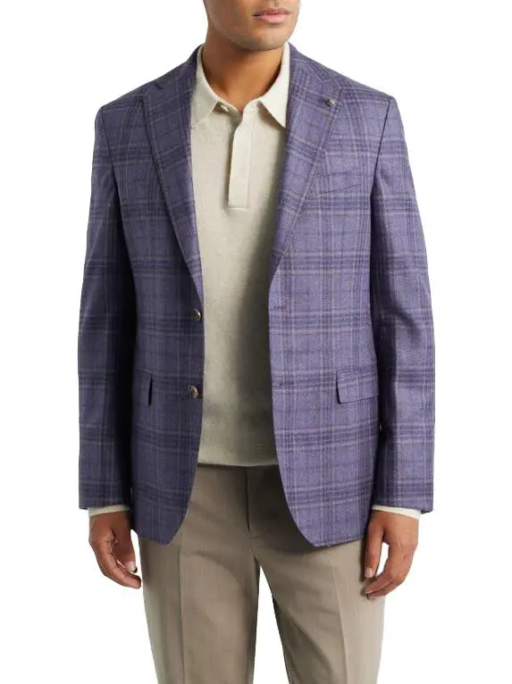 JACK VICTOR Mcallen Plaid Soft Constructed Brushed Wool & Cashmere Sport Coat - Lavender