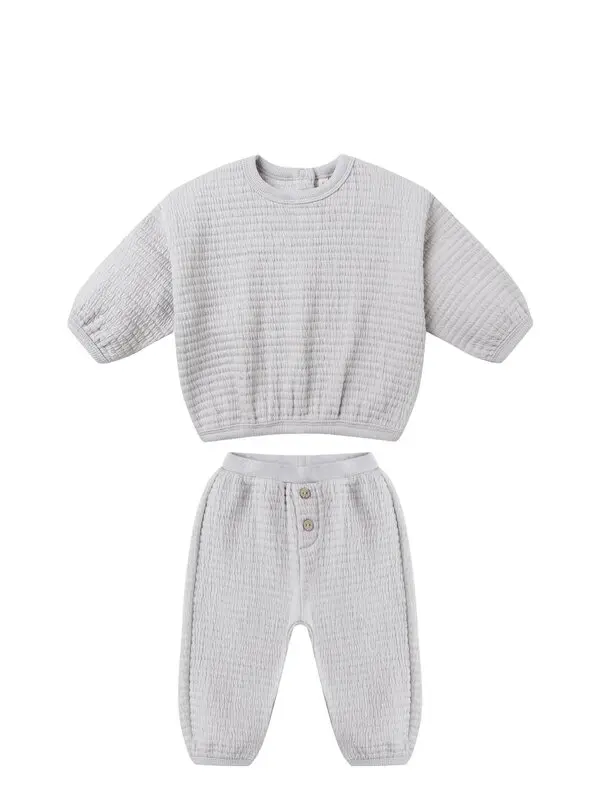 QUINCY MAE Smocked Top & Jogger Set - Frost