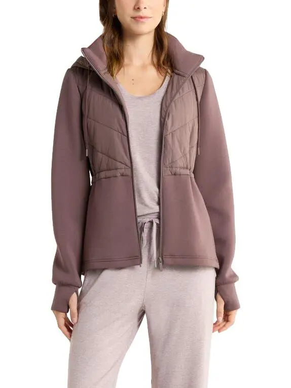 Zella Quilted Scuba Knit Jacket - Grey Plum