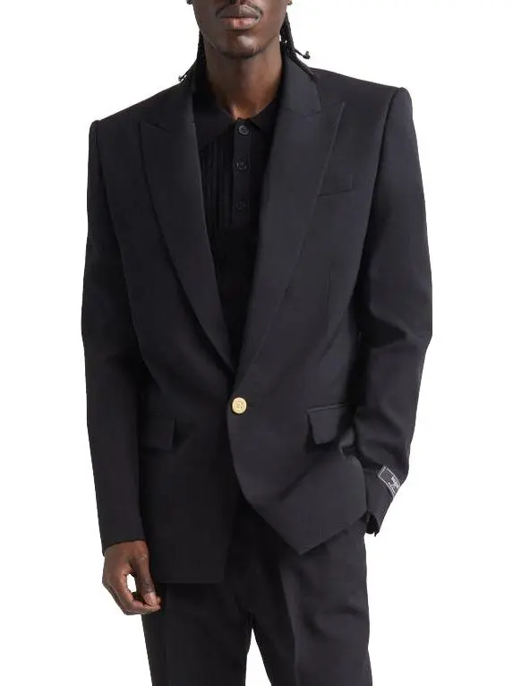 Balmain Pinstripe Wool Tuxedo Jacket - 0pa Black
