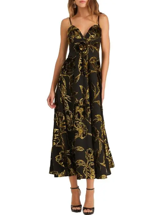HELSI Edith Metallic Floral Gown - Black/gold