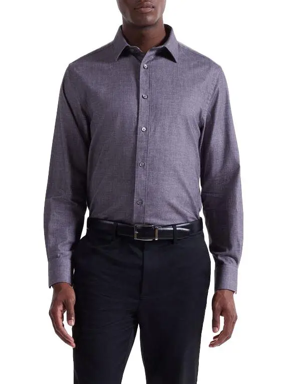 Bugatchi Julian Shaped Fit Brushed Mélange Button-up Shirt - Amethyst
