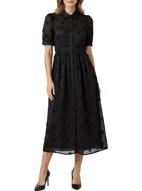 QUINCY MAE 3d Floral Shirtdress - Black