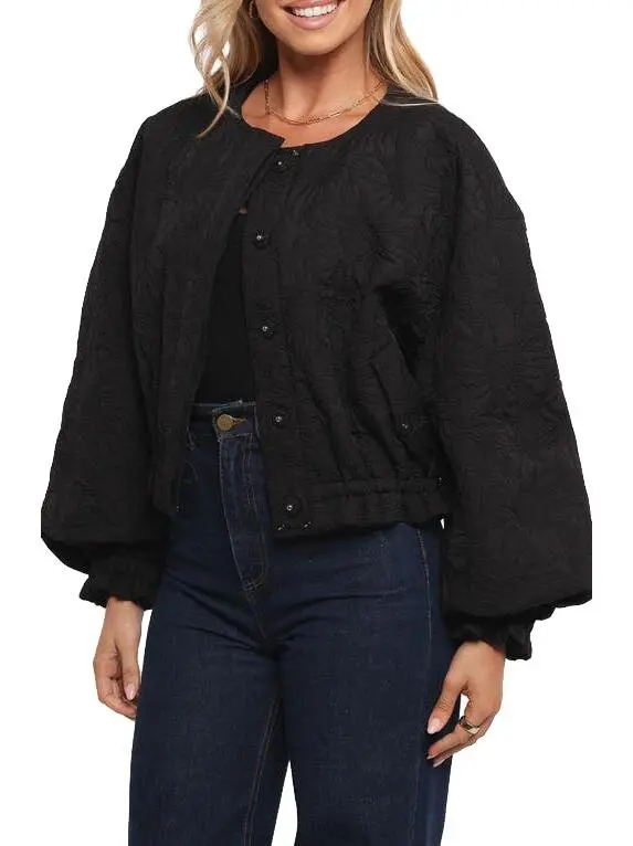 PETAL & PUP Flower Embroidered Jacket - Black