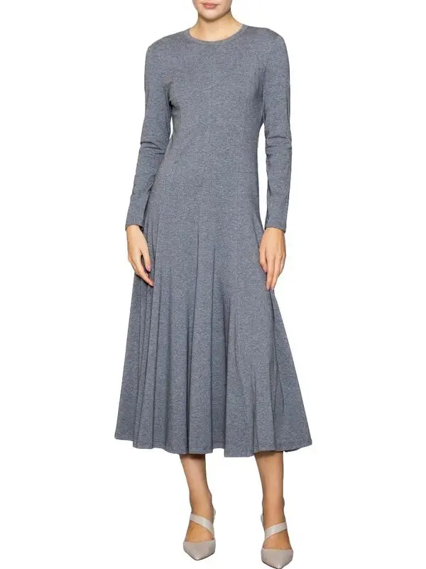 MELLODAY Seam Long Sleeve Knit Maxi Dress - Grey