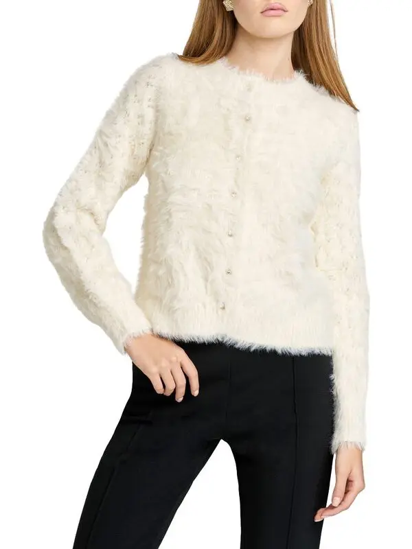 WAYF Kat Fuzzy Cardigan - Ivory