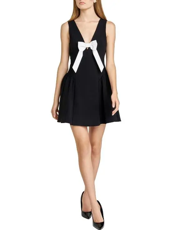 WAYF Ariana Bow Fit & Flare Mini Dress - Black